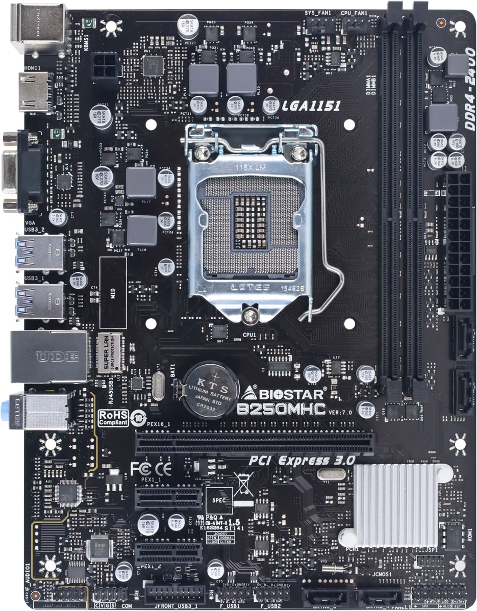 Biostar MB B250MHC B250,S1151,mATX,Intel (LGA 1151, Intel B250, mATX ...