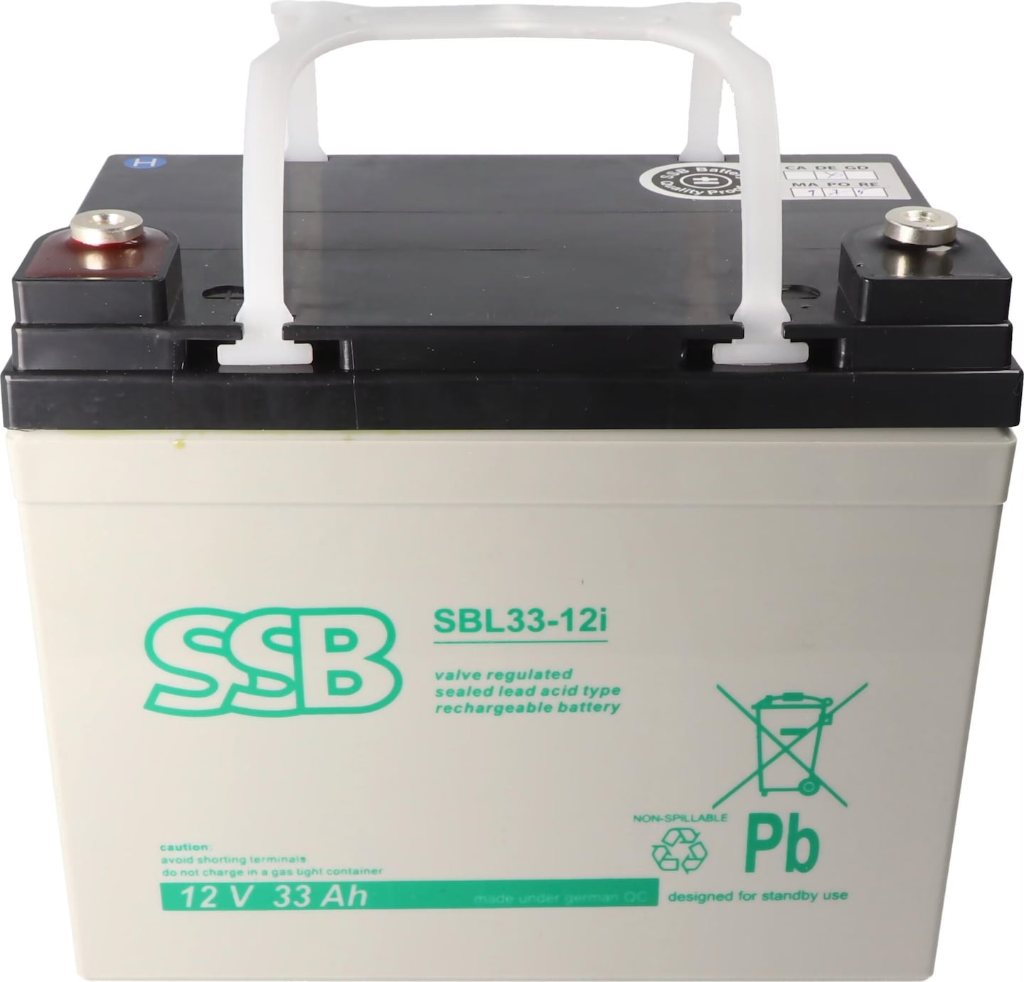 SSB SBL33-12i 12V 33Ah Bleiakku AGM Blei Gel Akku (12 V, 33 Ah) - Galaxus