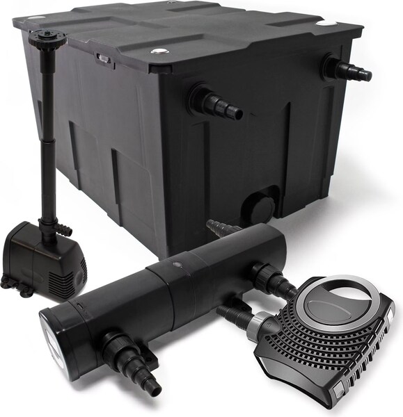Wiltec Set: Teichfilter 60000l 24W UVC Klärer 80W Pumpe Springbrunnen ...
