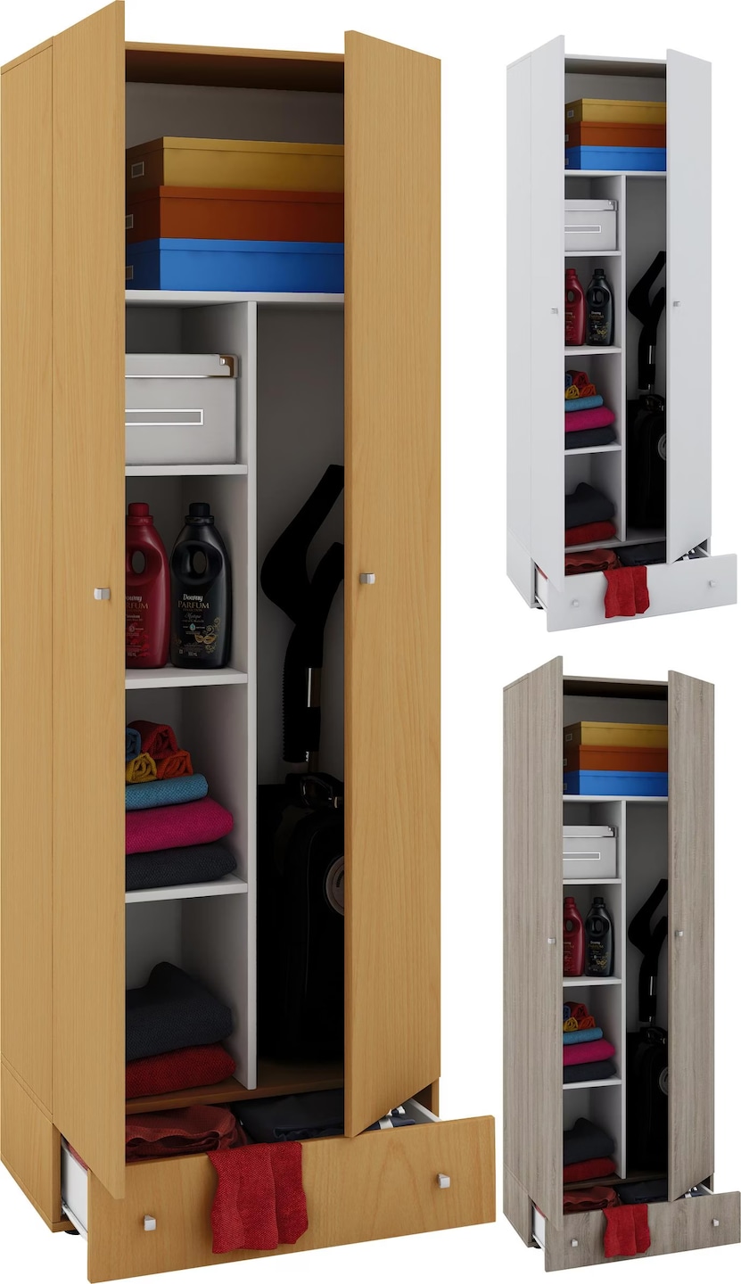 VCM Holz Besen Putzschrank Serie Vandol mit Drehtüren (70 x 40 cm ...