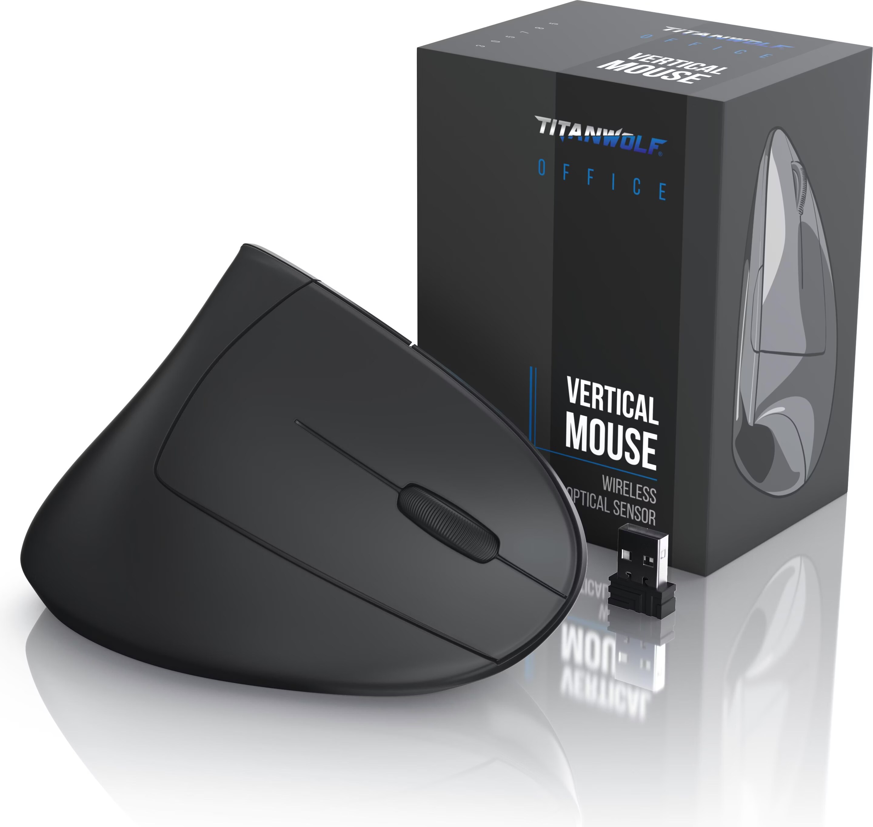 Titanwolf Maus Vertikal wireless - ergonomische Funk Vertikalmaus 2,4 ...