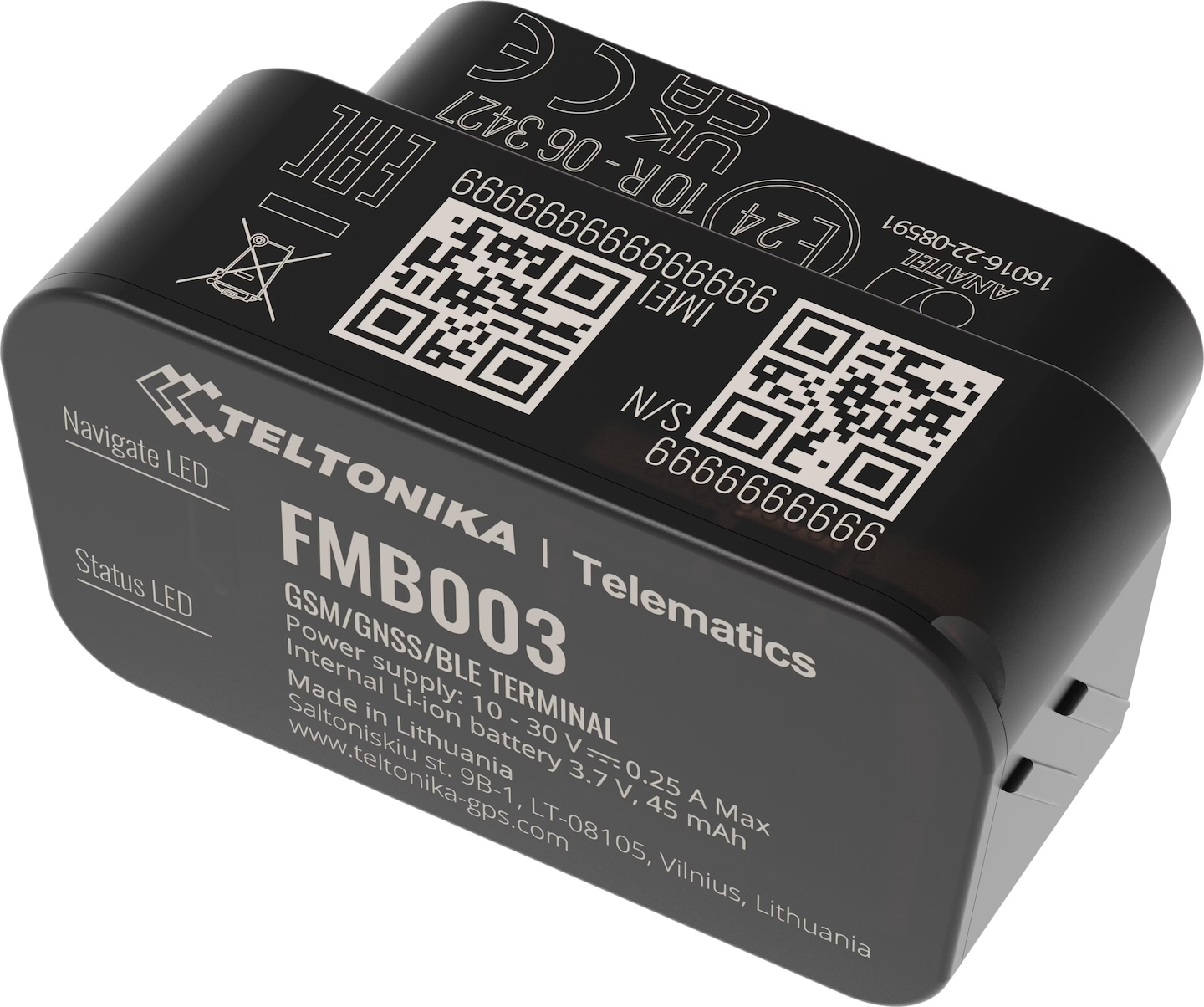 Teltonika FMB003 Ultra-Small OEM OBDII PnP Tracker mit GNSS, GSM, BLE 4 ...