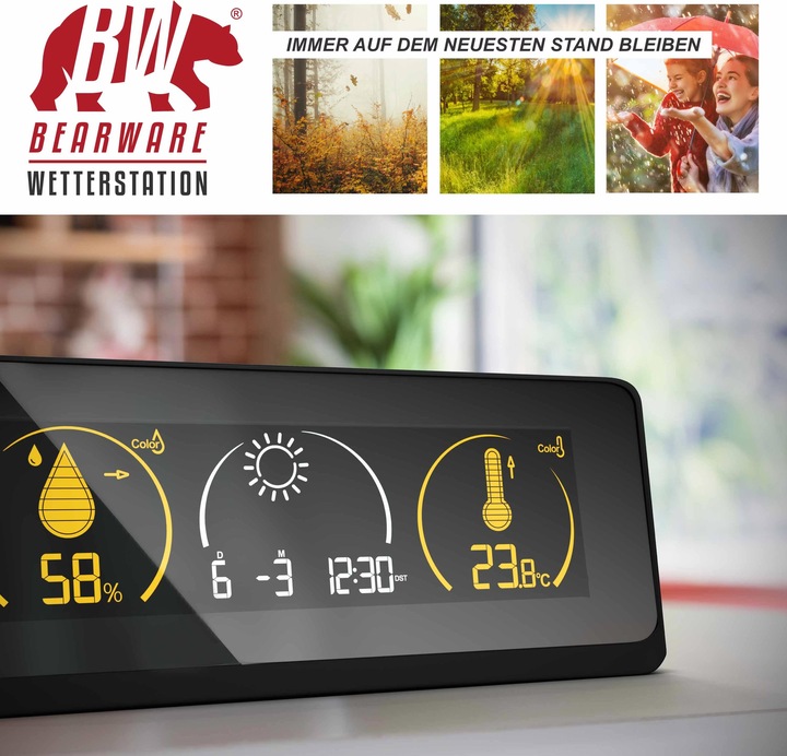Bearware Funk Wetterstation Mit Farbdisplay Und Aussensensor Dcf
